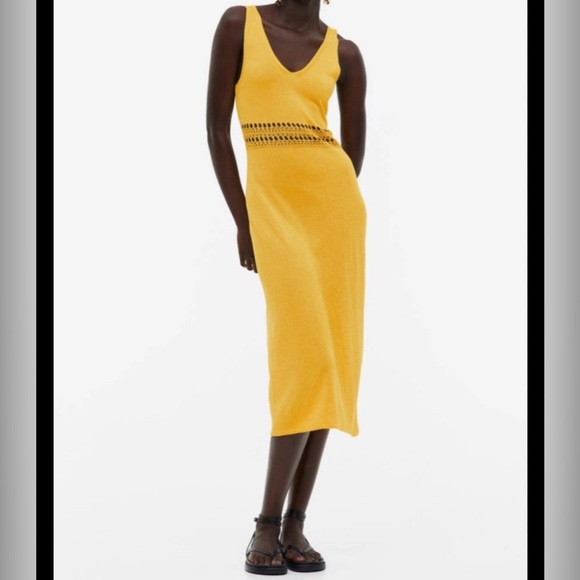 H&M | Dresses | Hm Yellow Midi Dress | Poshmark